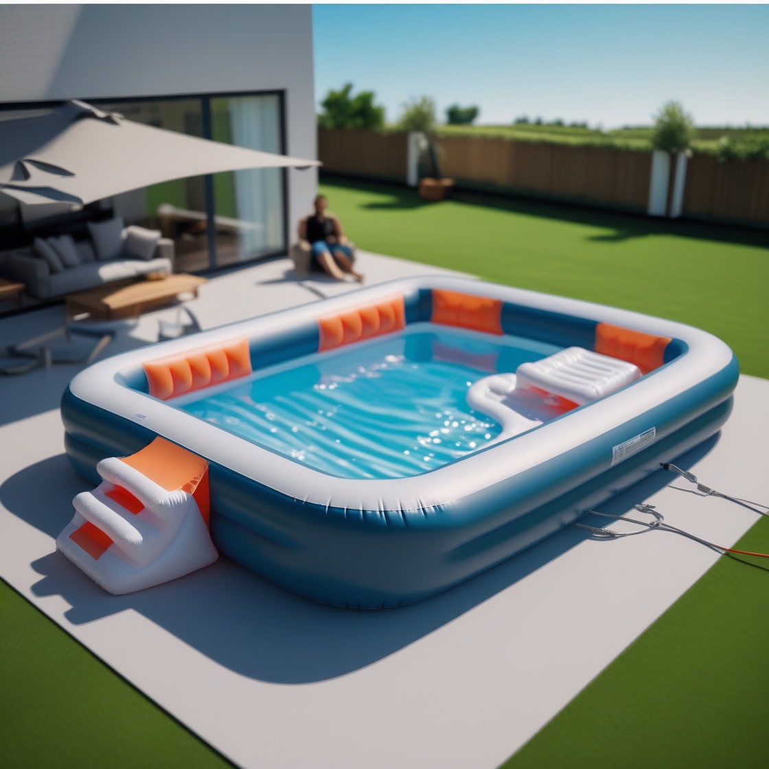 Luxury Inflatable Pool with Sofas and Sprinklers: The Ultimate Backyard ...