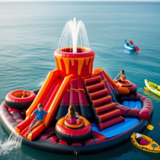 Inflatable Volcano Water Slide Island: Splash, Slide, and Erupt into ...